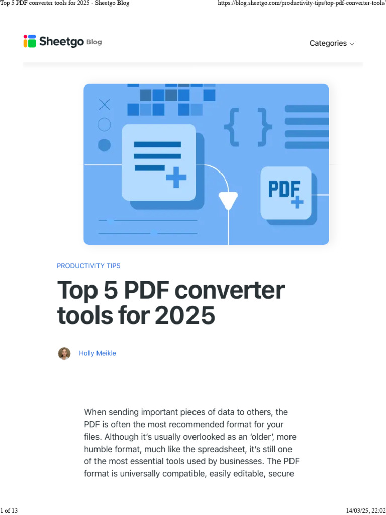 Top 5 PDF Converter Tools For 2025 - Sheetgo Blog | PDF | Software | Application Software