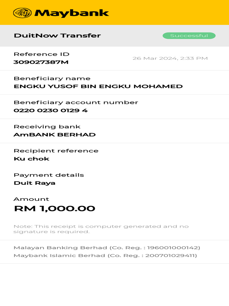 May Bank Payment | PDF