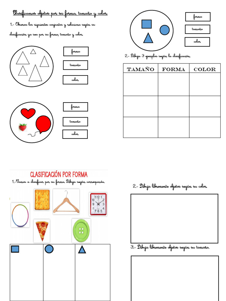Ficha Corregidaclasificamos Objetos Por Su Forma | PDF