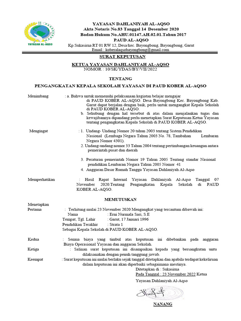 SK+SURAT TUGAS Erni | PDF