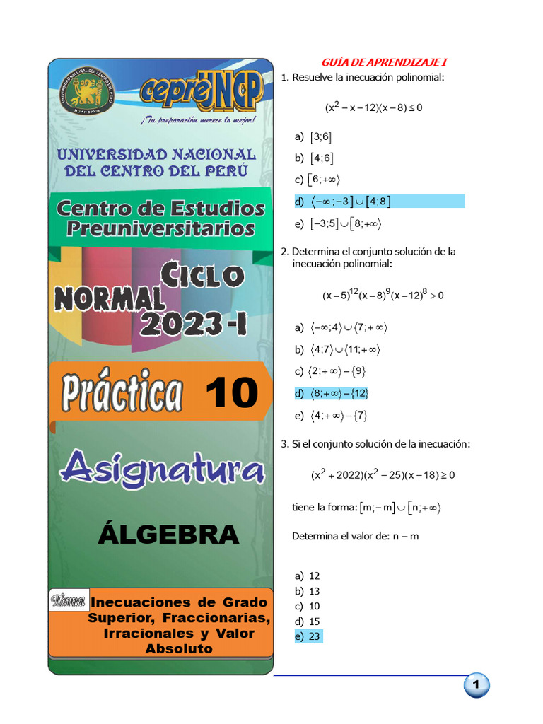 Ã - Lgebra 10 CN | PDF | Matemáticas