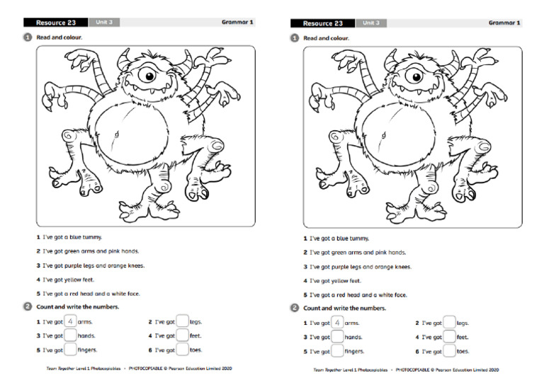 Body Parts Worksheet | PDF