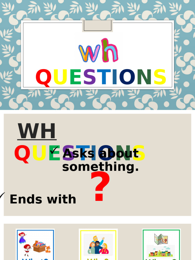 WH Questions What Who Where Fun Activities Games Picture Description ...