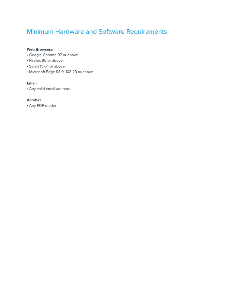 Minimum Hardware and Software Requirements | PDF