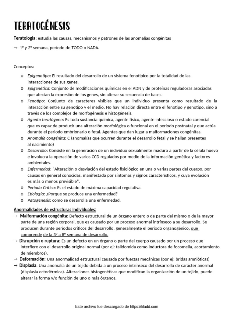 6 Teratogenesis | PDF | Genotipo | Especialidades Medicas