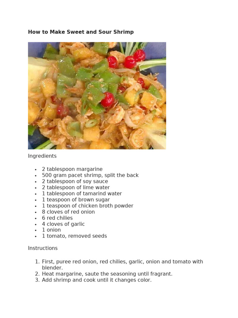 How To Make Sweet and Sour Shrimp | PDF