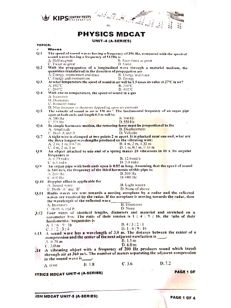 KIPS Phy Unit#4 A-series | PDF