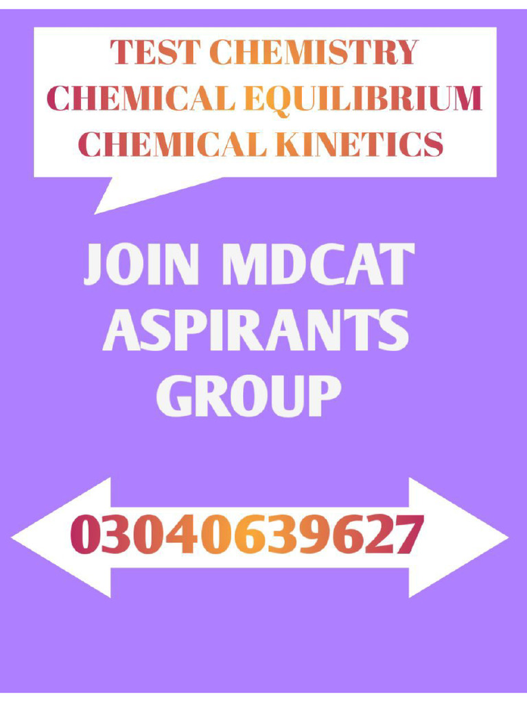 CHEM TEST#05 Chemical Equilibrium & Reaction Kinetics | PDF