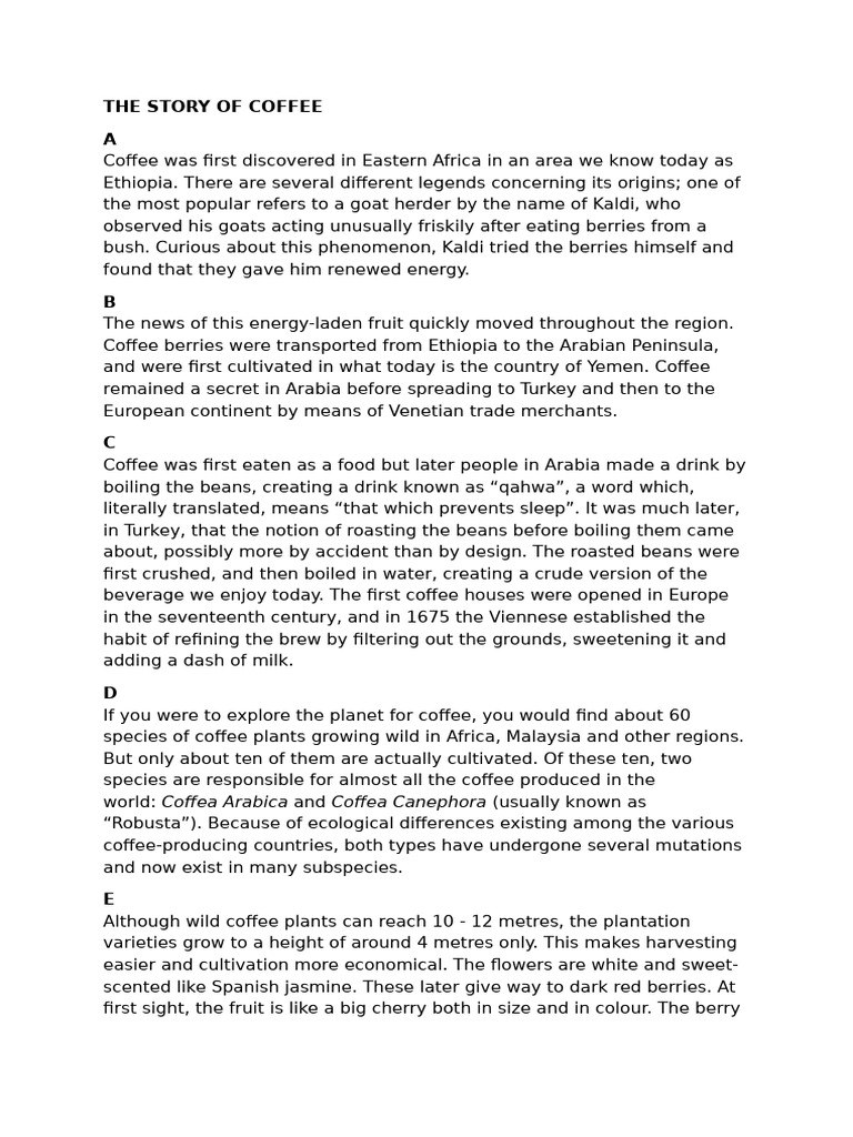 The Story of Coffee | PDF | Coffee | Agriculture