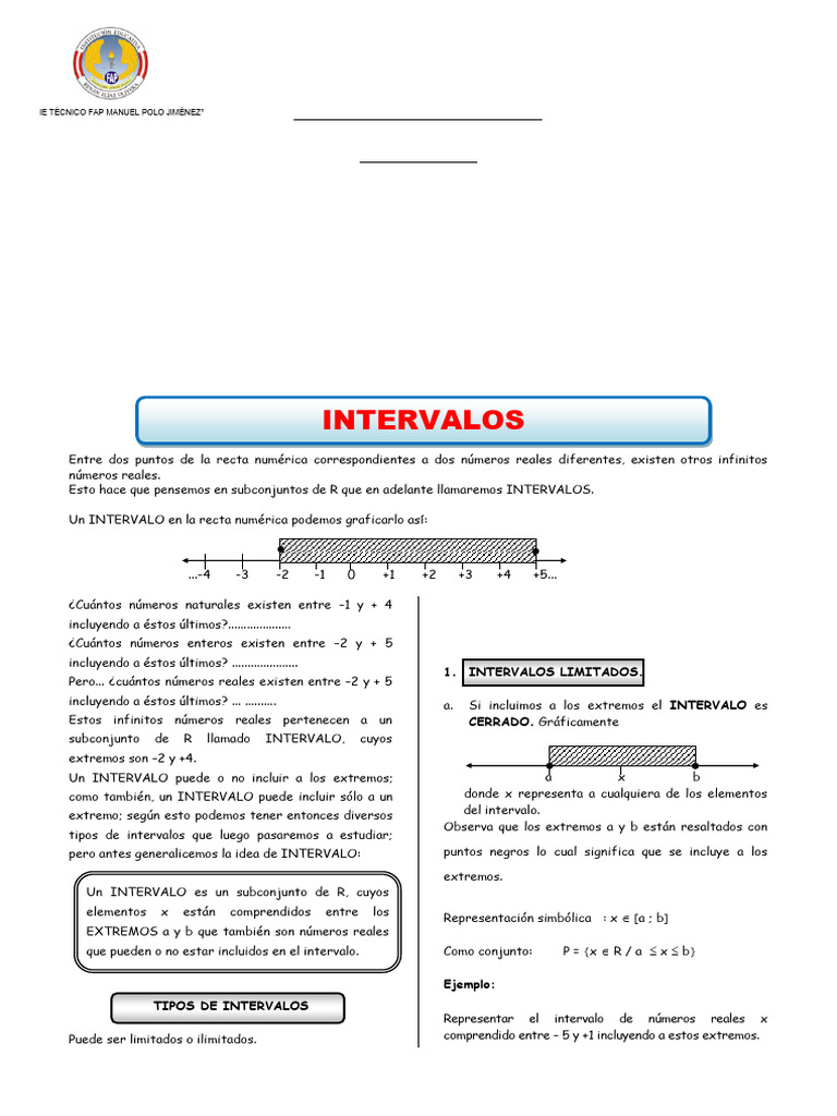 Intervalos - Sesión 2 | PDF | Intervalo (Matemáticas) | Número Real