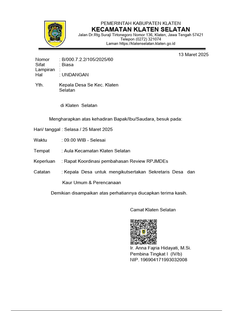 Undangan Review Rpjmdes | PDF