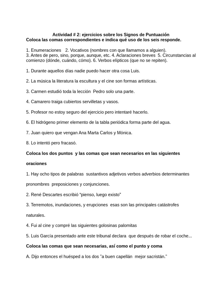 Actividad 2. Signos de Puntuación | PDF | Lingüística | Gramática