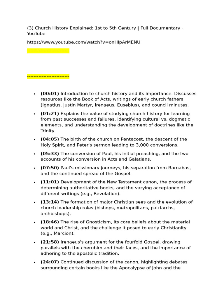 Church History: 1st to 5th Century Overview | PDF | Paul The Apostle ...