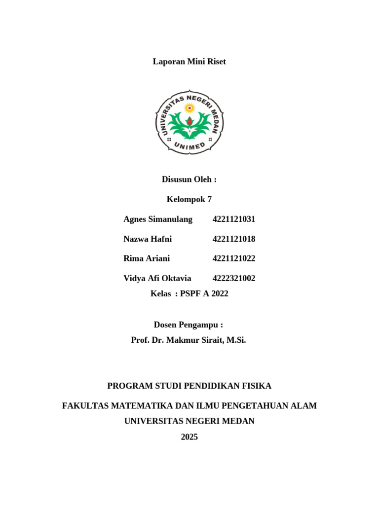 Laporan Mini Riset kelompok 7 | PDF