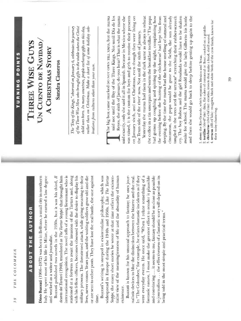 Three Wise Guys by Sandra Cisneros From Impact Short Story Book | PDF