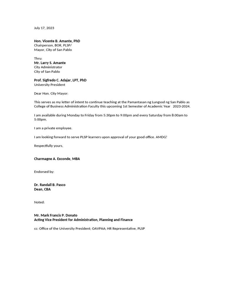 Application Letter | PDF