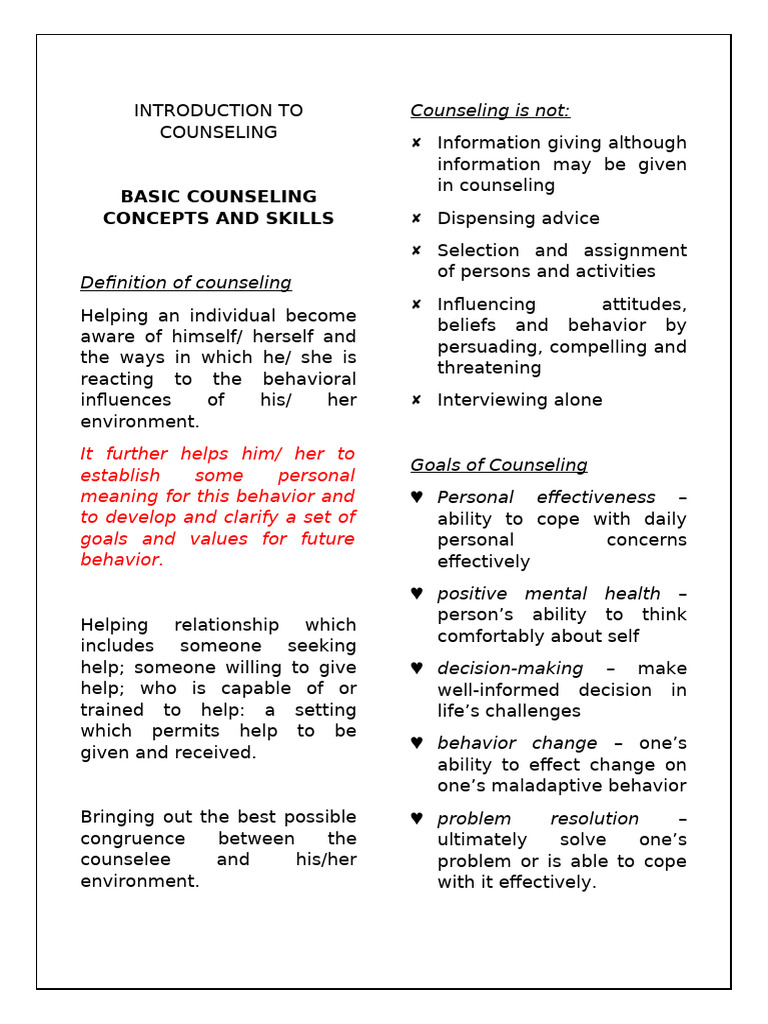 Introduction-to-Counseling-Reviewer | PDF | Psychotherapy | Psychology