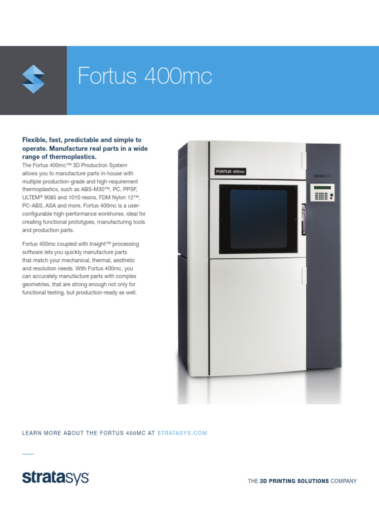 Fortus 400 - EN FDM Spec Sheet | PDF | Thermoplastic | Secondary Sector ...
