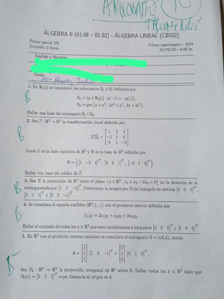 ALG2 - Primer Parcial - Recuperatorio (31 - 07 - 2024) | PDF