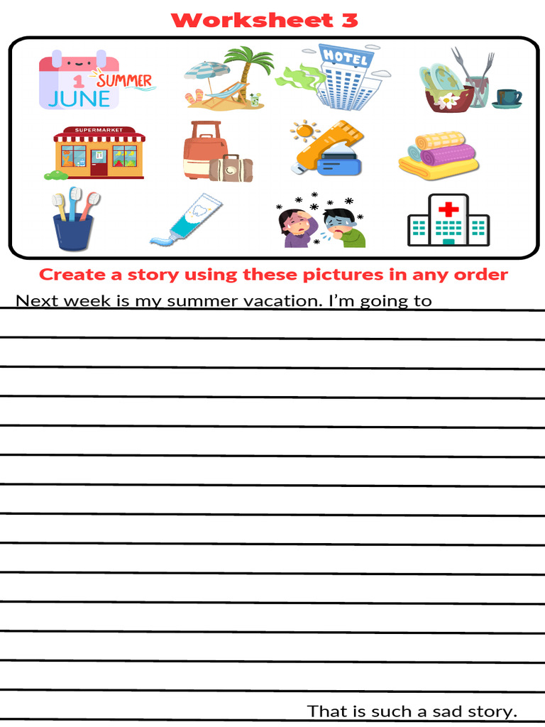 Summer Vacation Story Worksheet | PDF