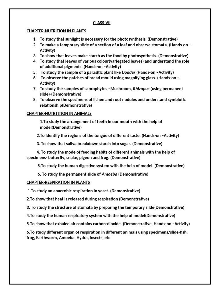 Biology Practical Class 7 | PDF | Plants | Potato
