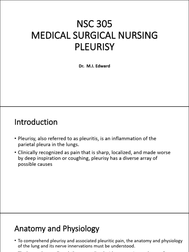 NSC 305 Pleurisy and Pleural Effussions | PDF | Lung | Respiratory System