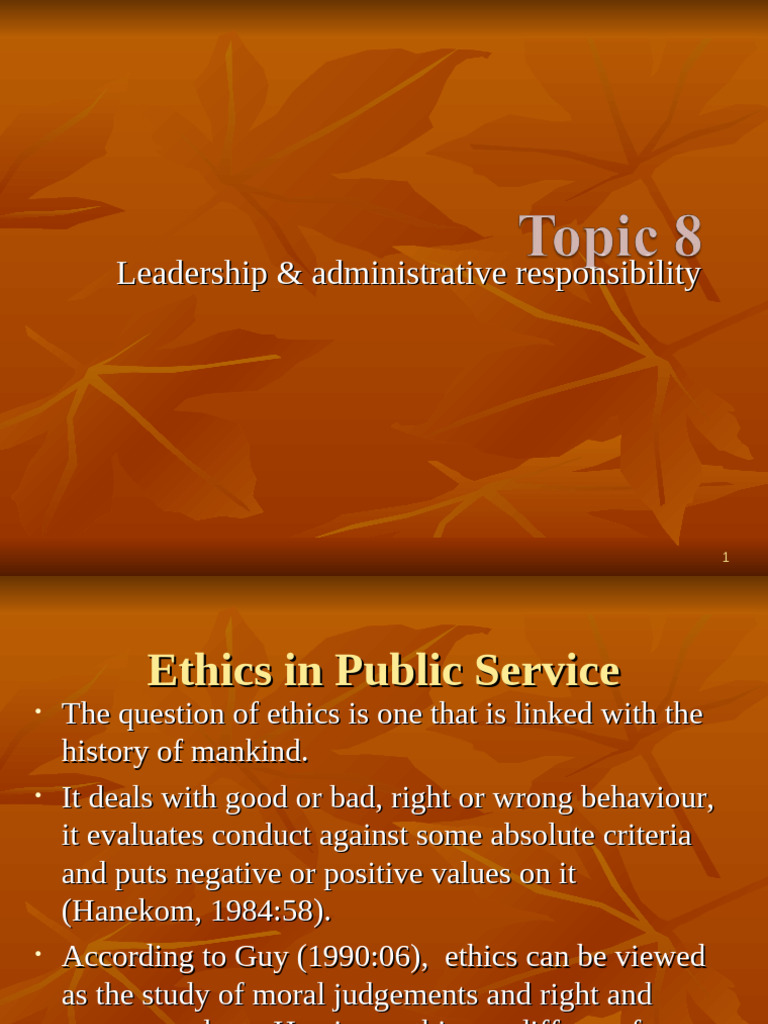 Topic 8 Leardership and Responsibilities-1 | PDF | Morality | Social Psychology