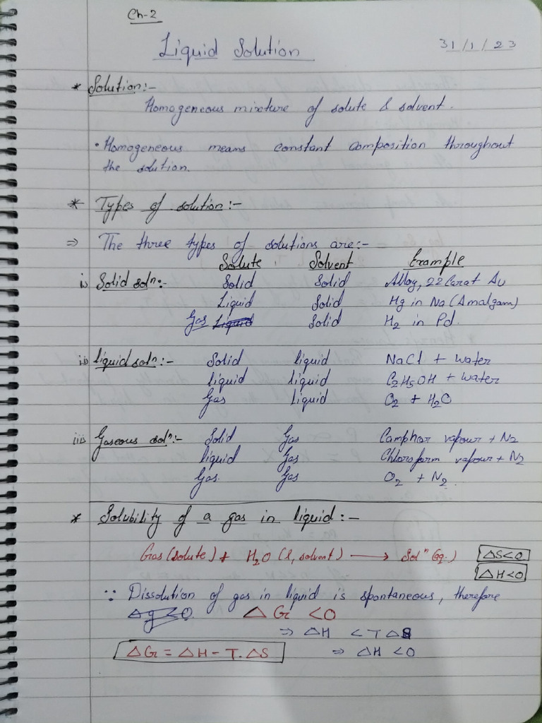 Liquid Solutions Notes | PDF