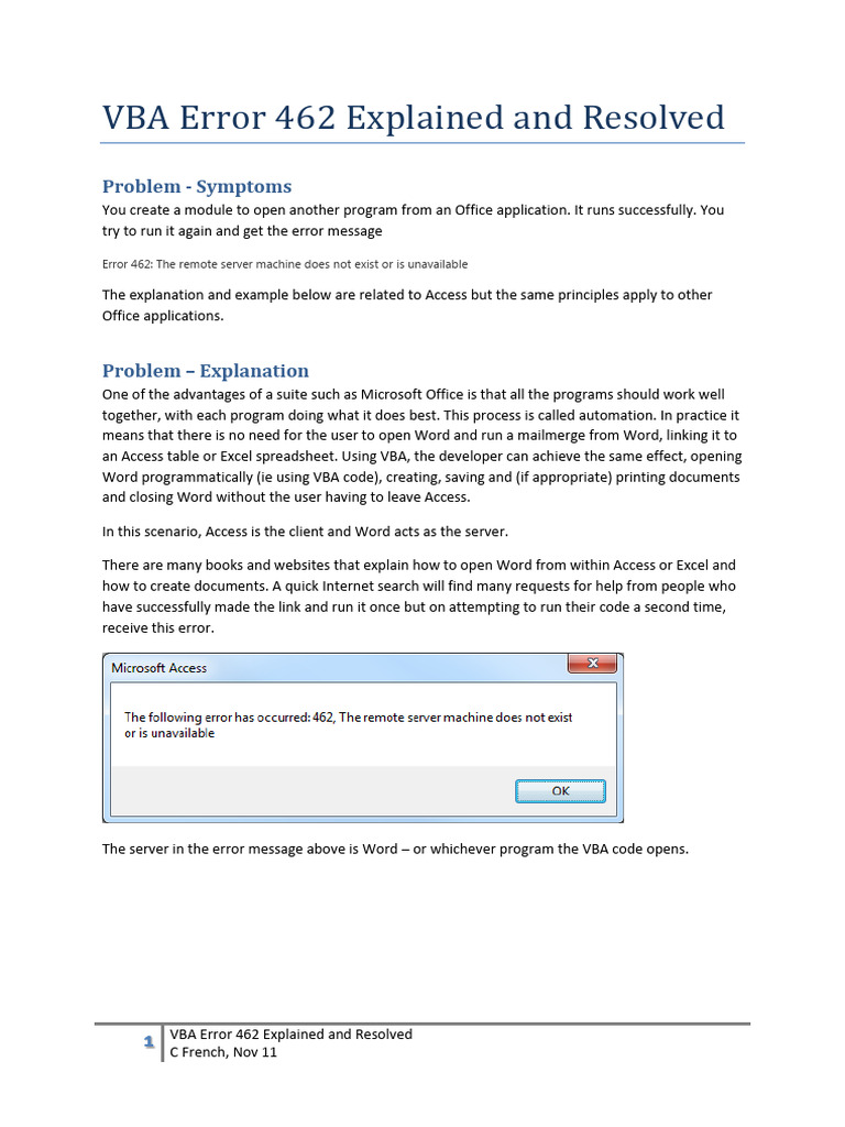 vba-error-462-explained-and-resolved | PDF | Visual Basic For ... vba-error-462-explained-and-resolved | PDF | Visual Basic For ...