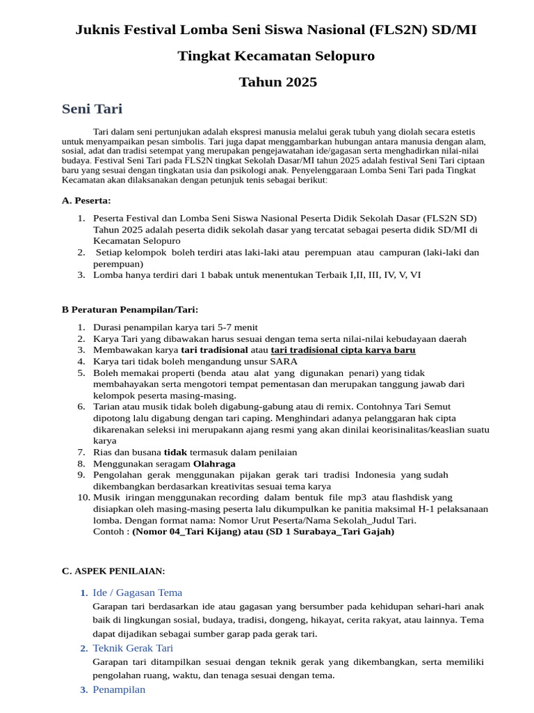 Juknis FLS2N SD Selopuro 2025 | PDF