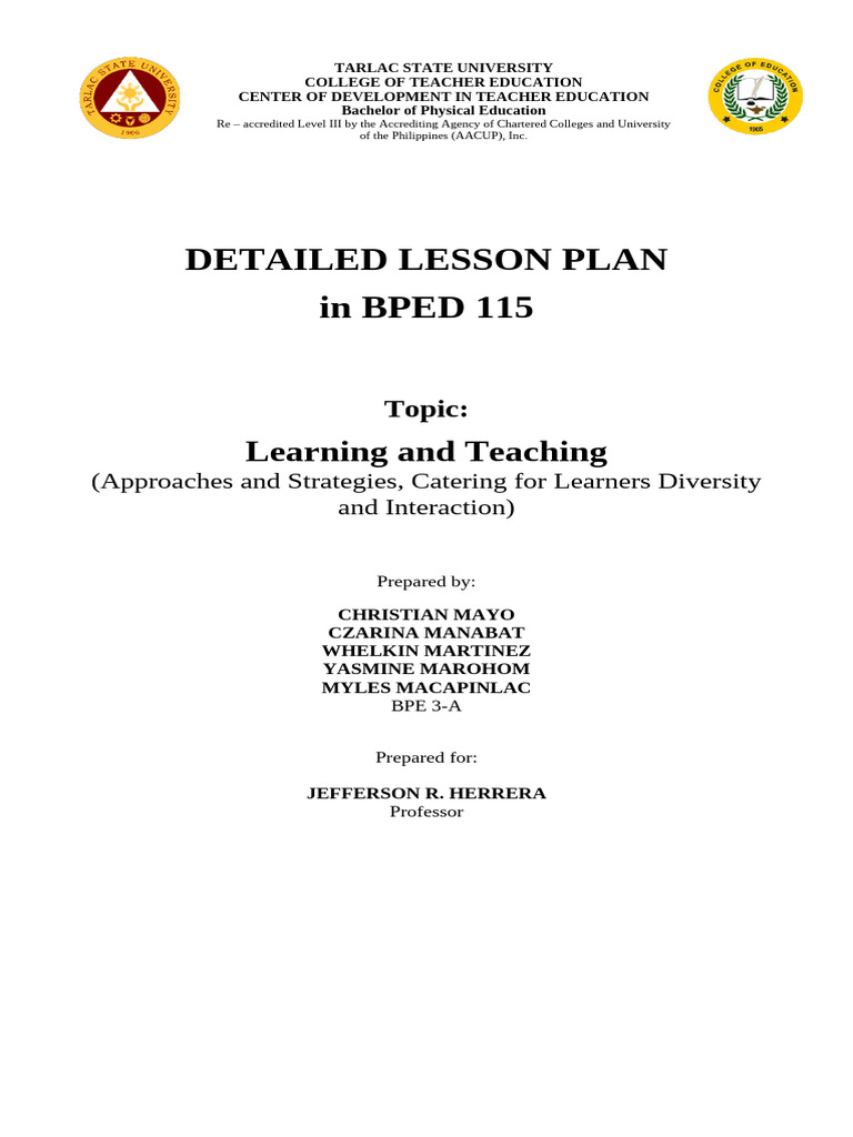 DLP-BPED-115 | PDF | Learning | Teachers