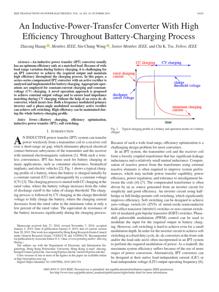 An Inductive-Power-Transfer Converter With High Efficiency Throughout Battery-Charging Process ...