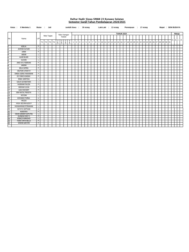 file rekap absensi - Copy | PDF