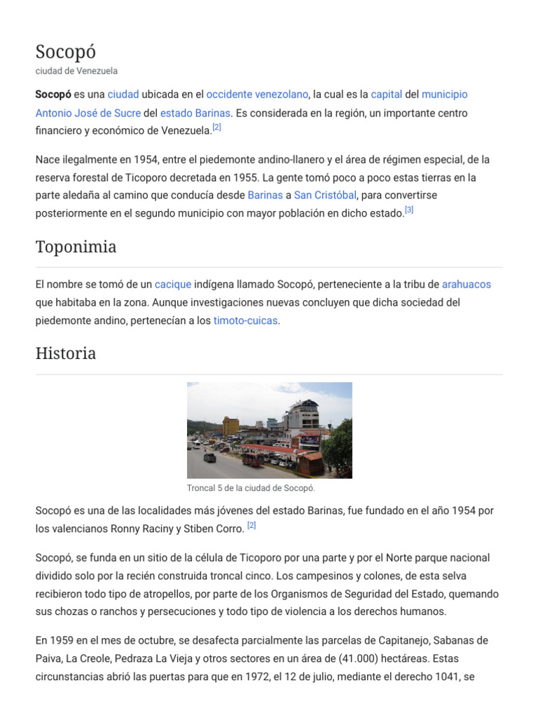 Socopó - Wikipedia, La Enciclopedia Libre | PDF | Venezuela