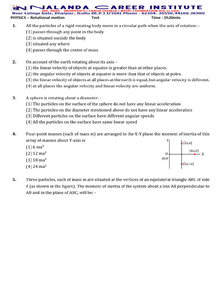 Rotation Motion Test | PDF