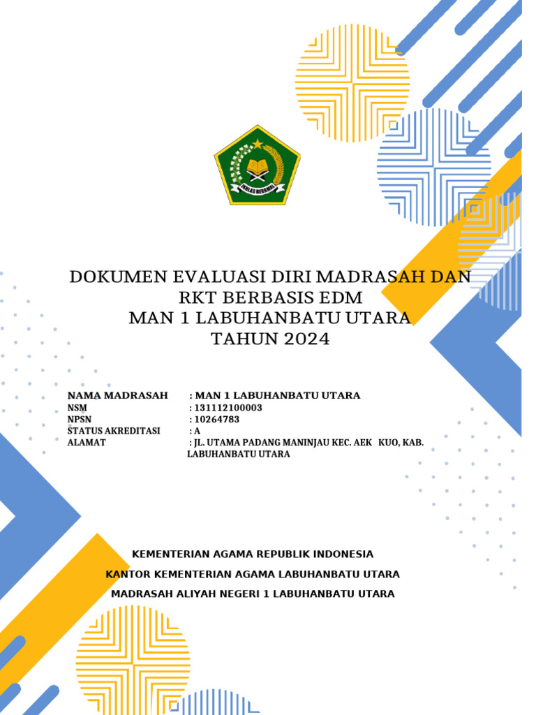 Dokumen Evaluasi Diri Madrasah Dan RKT Berbasis Edm | PDF