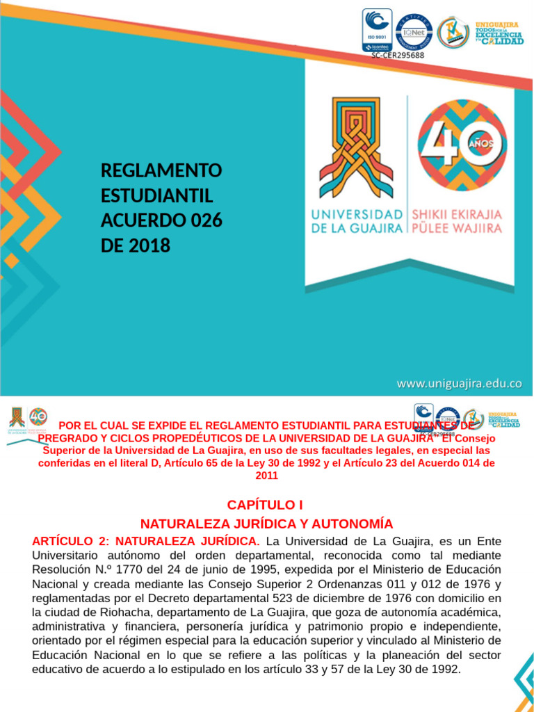 Reglamento Estudiantil | PDF | Evaluación