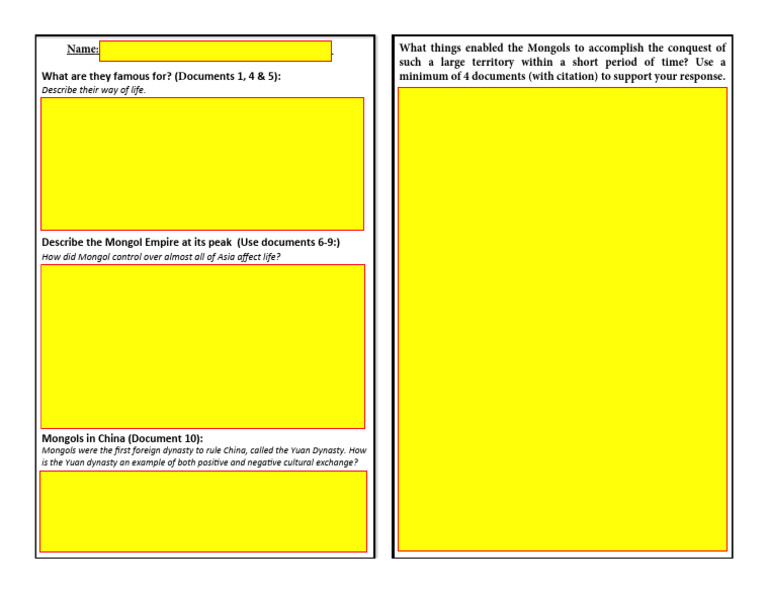 Mongols DBQ Answers | PDF