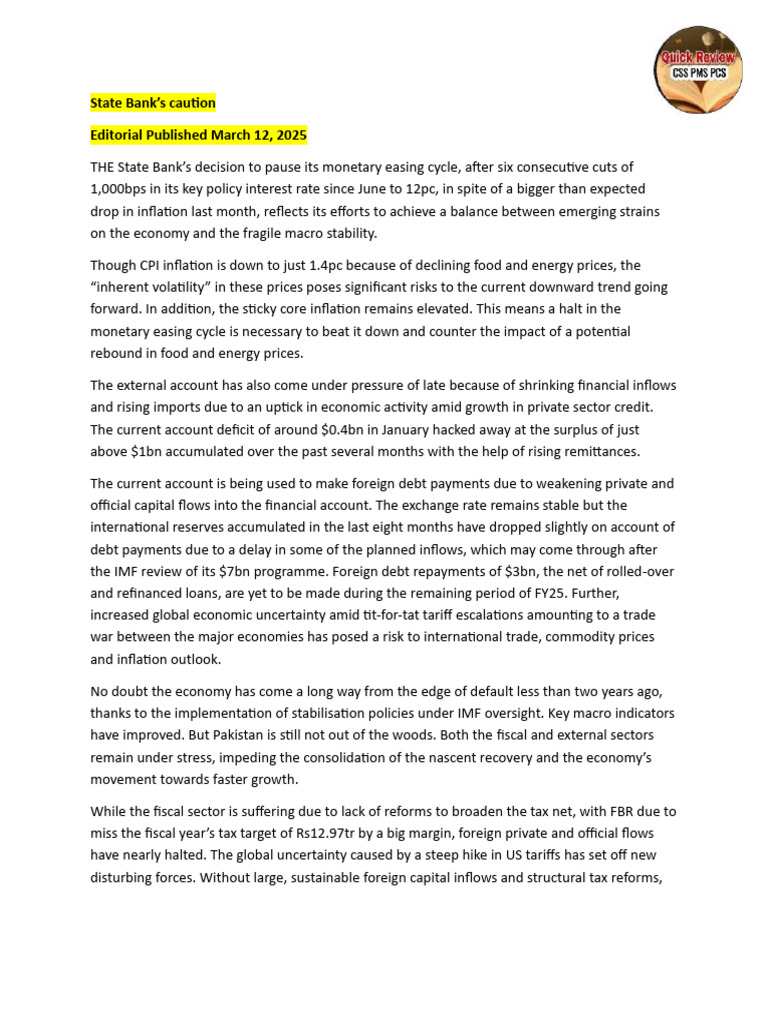 Dawn Editorial of The Day-2 | PDF | Inflation | Macroeconomics