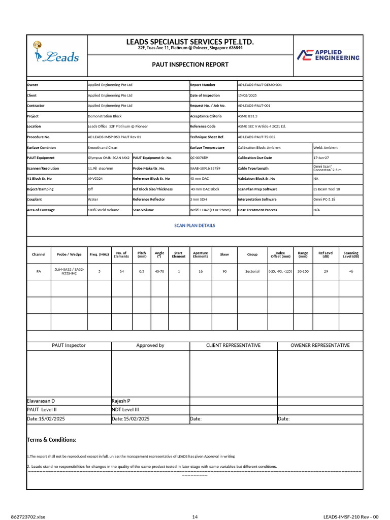 PAUT Demonstration Report | PDF | Welding | Construction