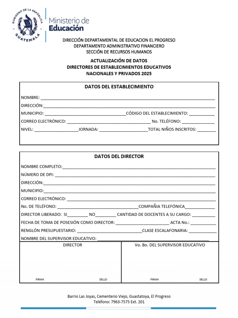 BOLETA ACTUALIZACIÓN DE DATOS DIRECTORES 2025 | PDF