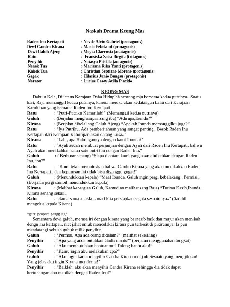 Drama Teks Keong Mas | PDF