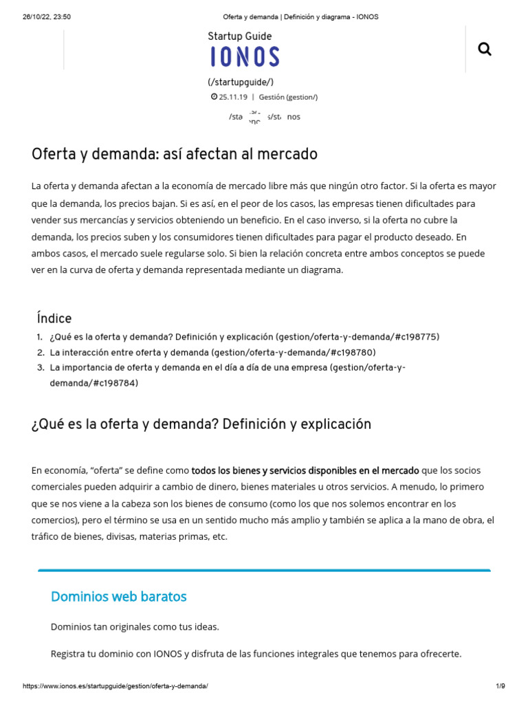 Definición de oferta y demanda | PDF | Oferta (economía) | Mercado ...