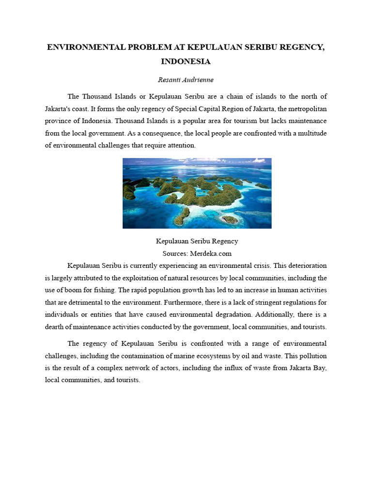 Environmental Problem at Kepulauan Seribu Regency | PDF | Natural ...