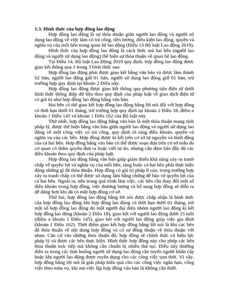 1.3. Hình TH C C A H P Đ NG Lao Đ NG | PDF