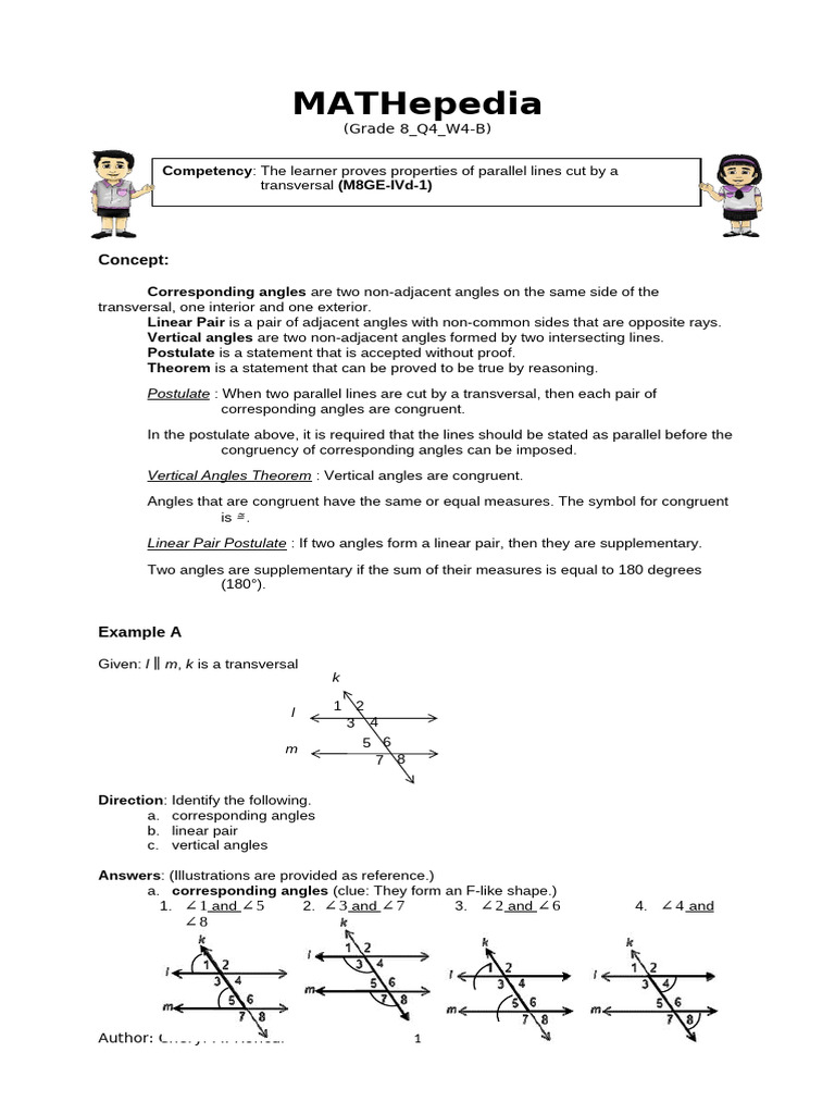 Mathepedia g8 - q4-Wk4-b 060223 | PDF | Angle | Mathematics
