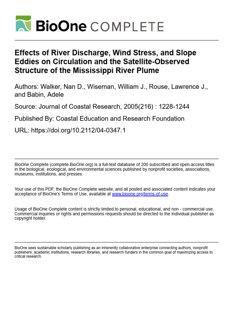 Effects of River Discharge, Wind Stress, and Slope | PDF | Sea Surface ...