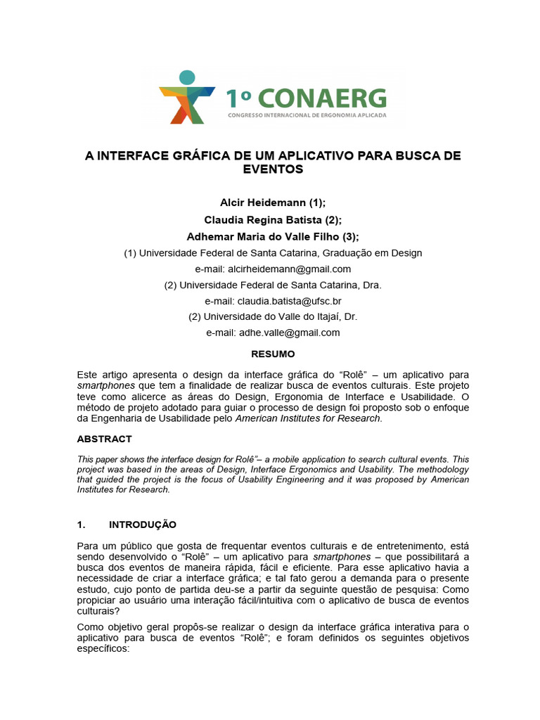 A Interface Grafica de Um Aplicativo Par | PDF | Usabilidade | Aplicativo para celular