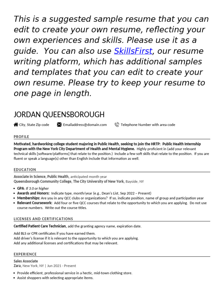 Sample Chronological Resume Template | PDF