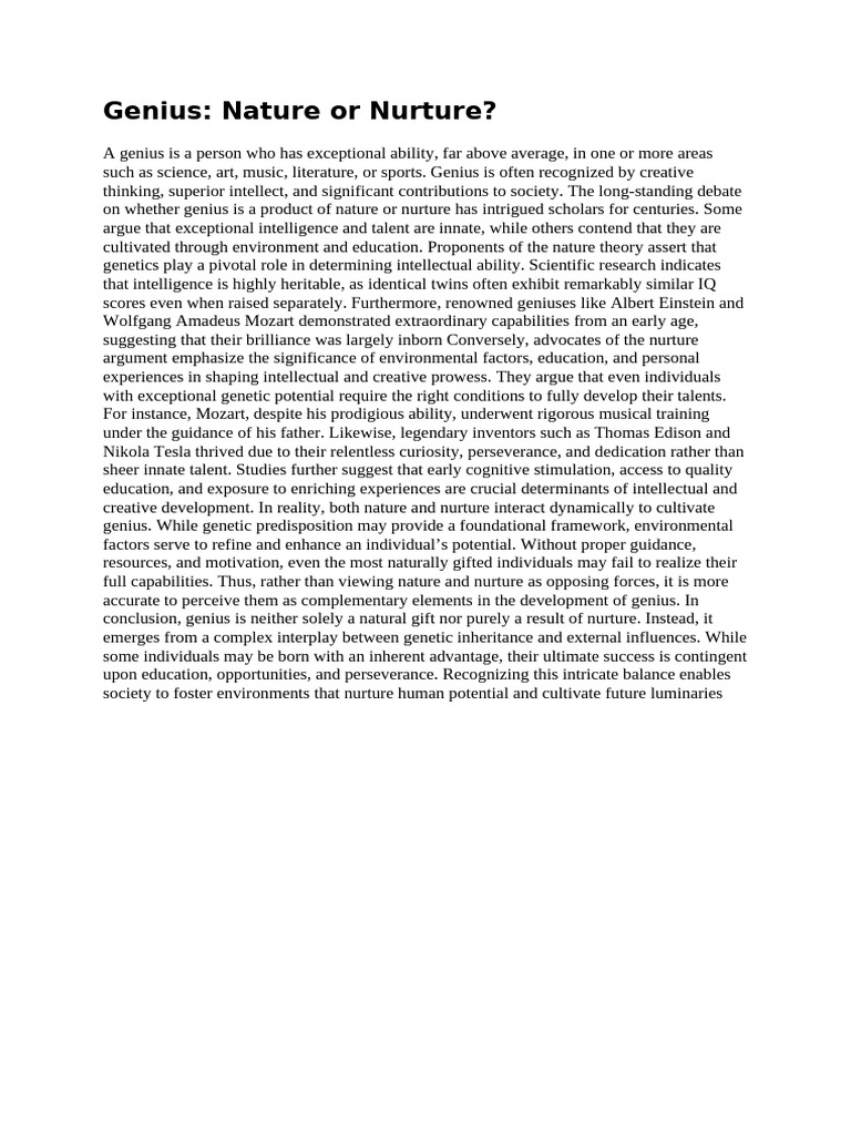 Genius | PDF | Nature Versus Nurture | Genius